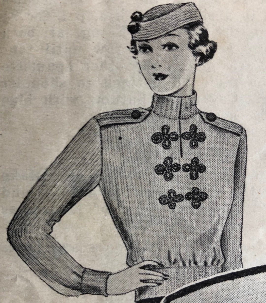 PDF Knitting Pattern Military Jumper and Cap 1930s 1930's 30s 30's - Etsy