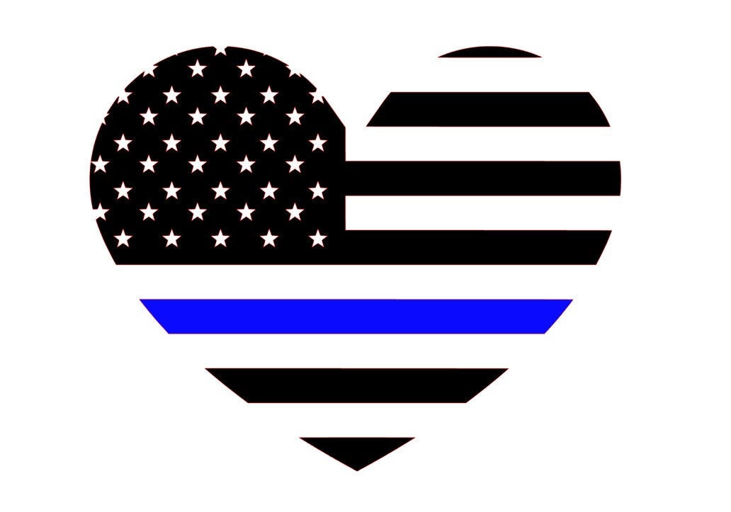 Thin Blue Line heart Police Officer support decal Vinyl | Etsy