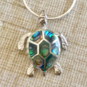 Sterling Silver Abalone Turtle Necklace, Sea Turtle Necklace, Turtle ...
