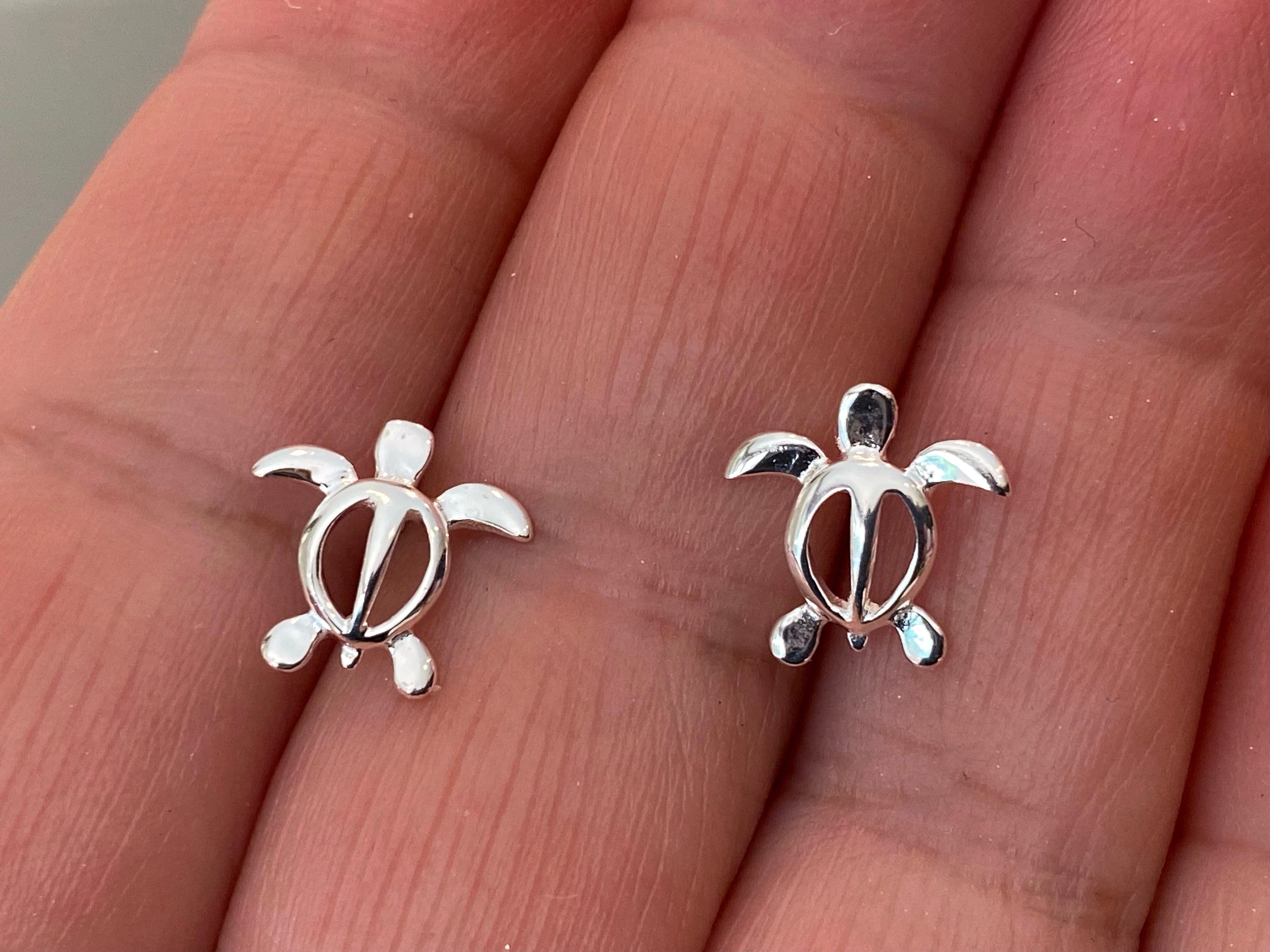 Sterling Silver Small Sea Turtle Honu Stud Earrings, Turtle Jewelry ...