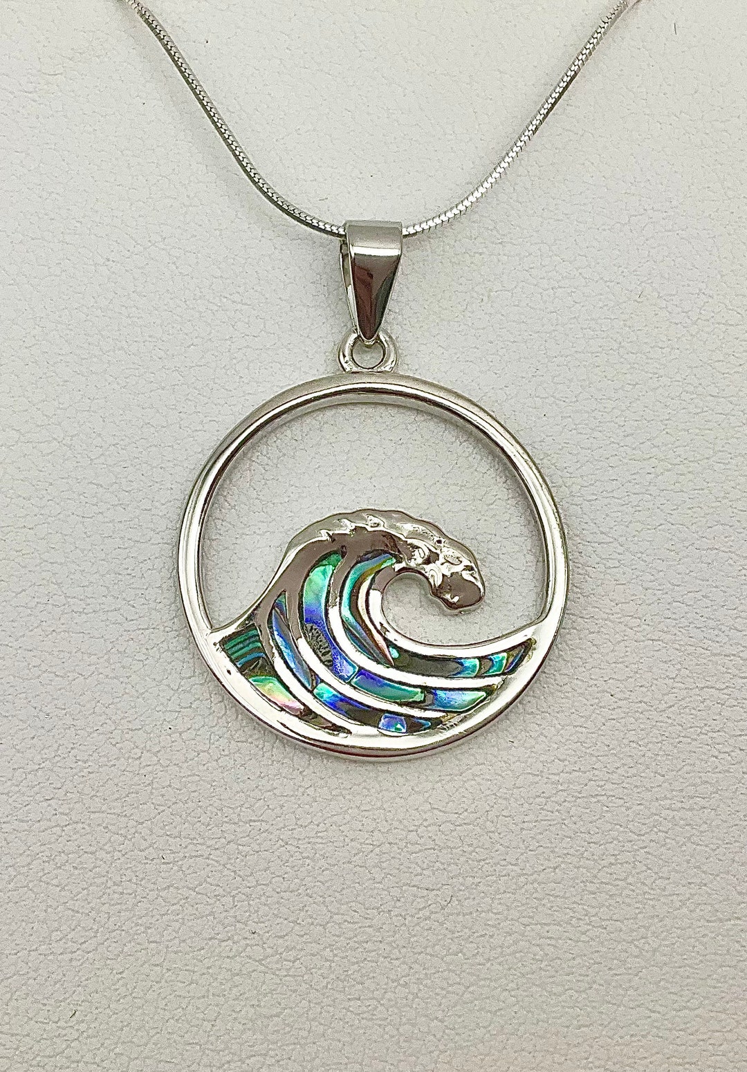 Sterling Silver Abalone Hawaiian Wave Necklace, Abalone Jewelry, Wave ...