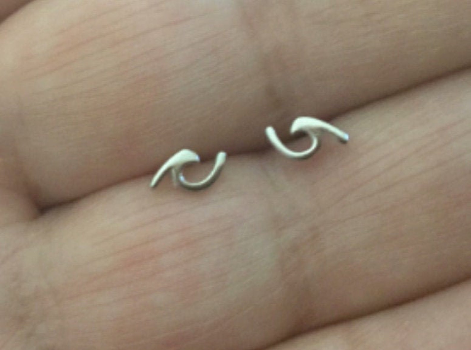 Sterling Silver Wave Studs, Beach Earrings, Small Studs, Wave Earrings ...
