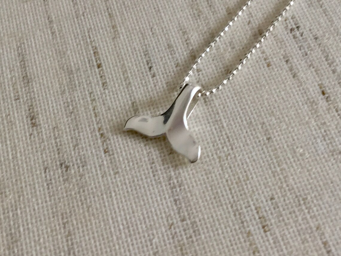 Small Sterling Silver Whale Tail Necklace, Whale Charm, Hawaiian ...