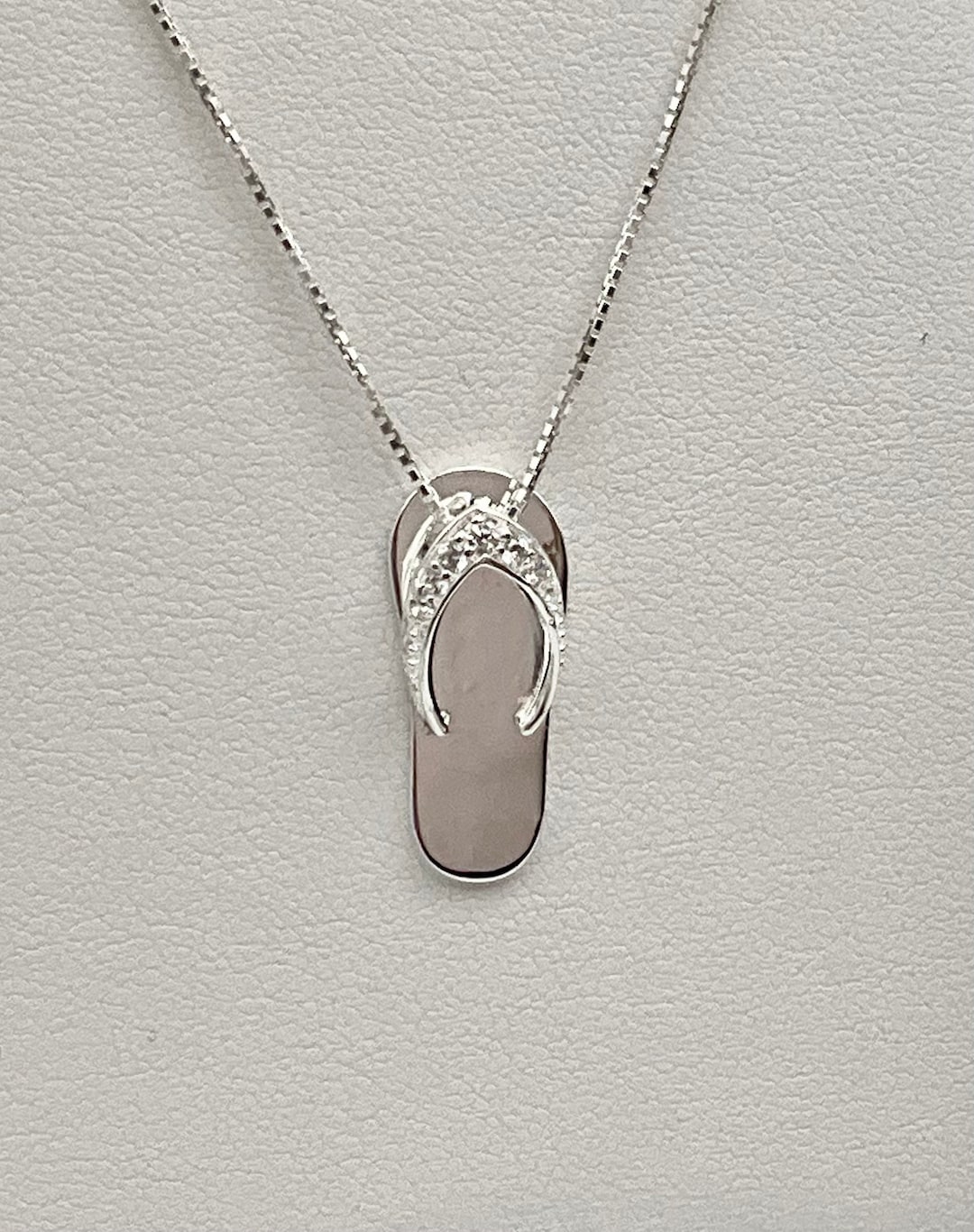 Sterling Silver Cubic Zirconia Flip Flop Slipper Hawaiian Pendant ...