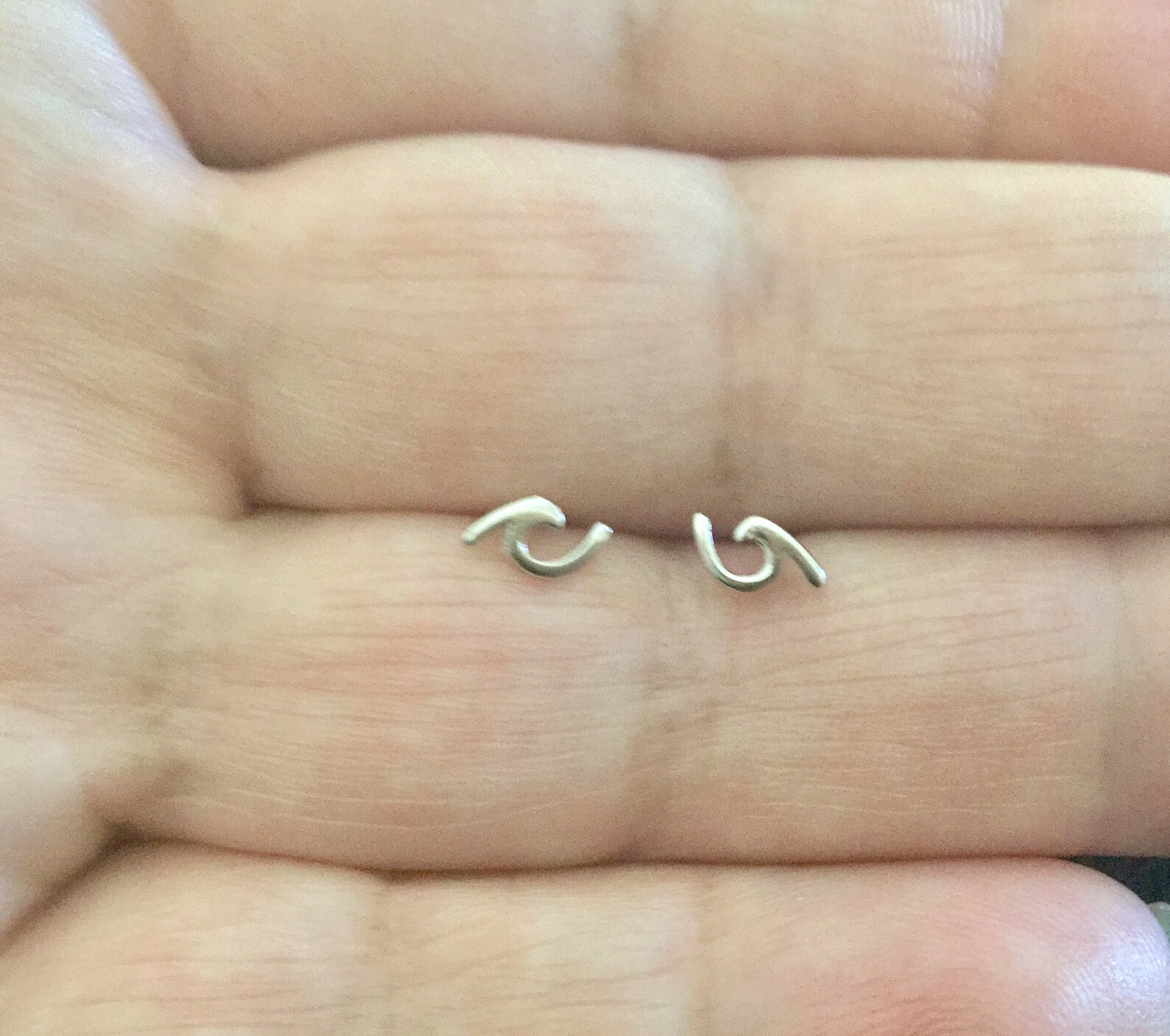 Sterling Silver Wave Studs, Beach Earrings, Small Studs, Wave Earrings ...