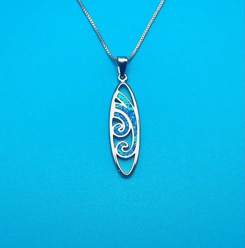 Sterling Silver Tropical Hawaiian Blue Fire Opal Surfboard - Etsy