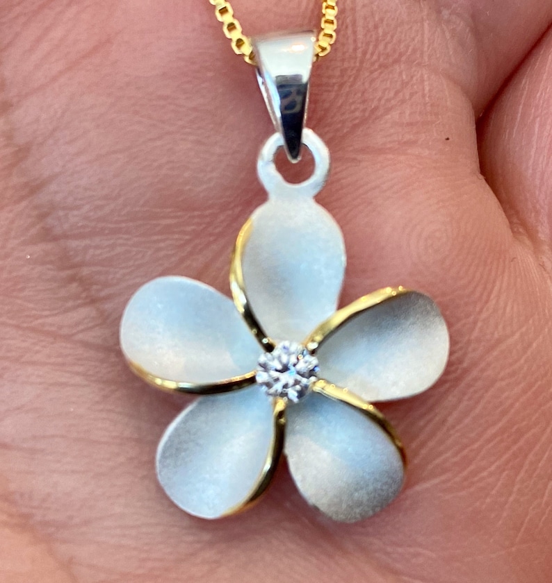 Sterling Silver W/ Gold Hawaiian Plumeria Flower Pua Melia - Etsy