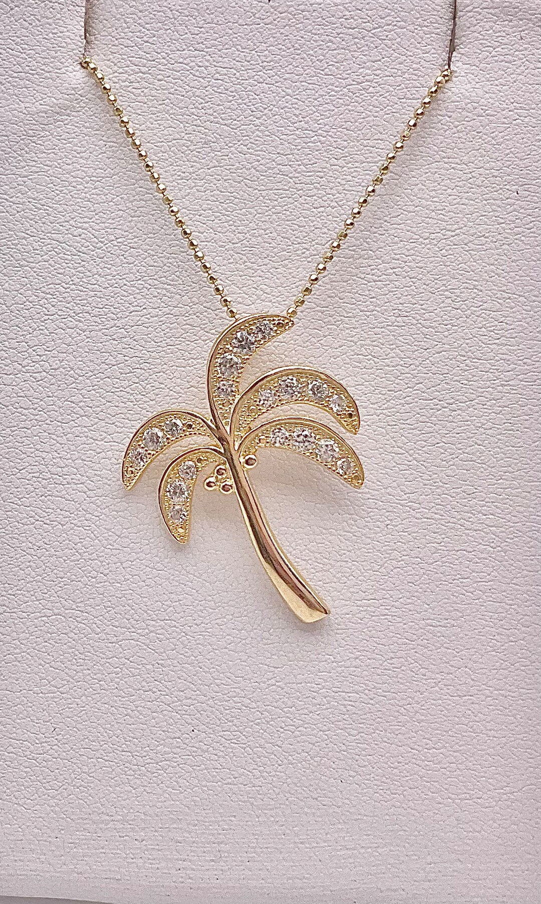 Small Sterling Silver W/14k Gold Hawaiian Tropical Palm Tree Cubic ...