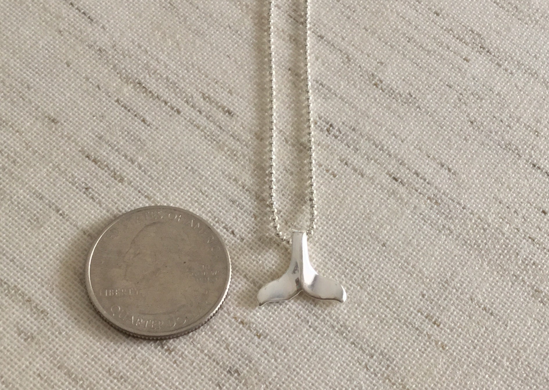 Small Sterling Silver Whale Tail Necklace, Whale Charm, Hawaiian ...