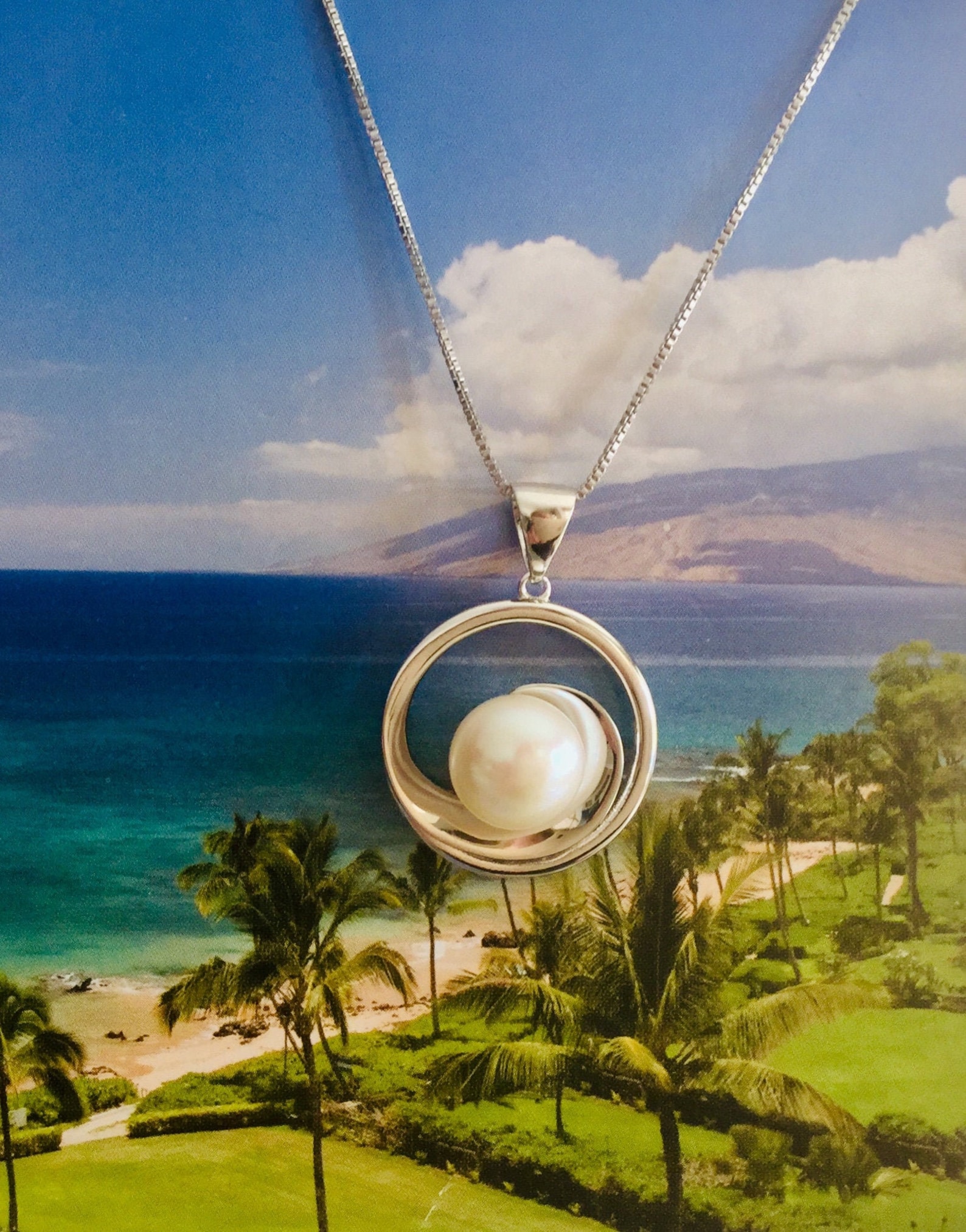 Sterling Silver Freshwater Pearl Hawaiian Wave Necklace Pearl - Etsy