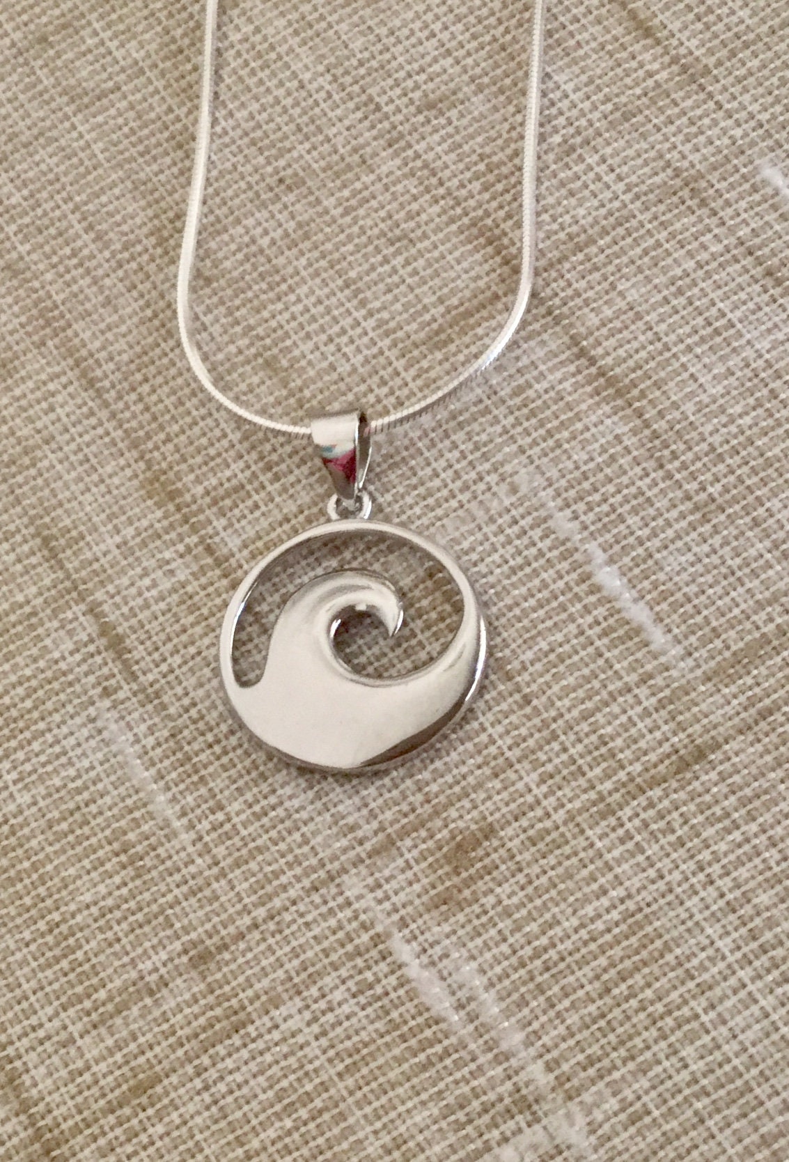 Small Wave Necklace, Wave Pendant, Wave Charm, Mens Necklace, Surf ...