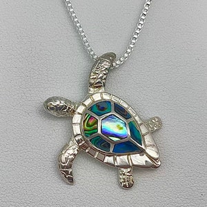 Large Sterling Silver Abalone Paua Shell Sea Turtle Honu Hawaiian ...