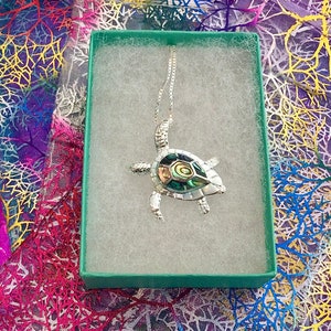 Large Sterling Silver Abalone Paua Shell Sea Turtle Honu Hawaiian ...