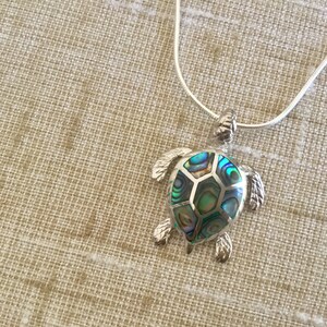 Sterling Silver Abalone Turtle Necklace, Sea Turtle Necklace, Turtle ...