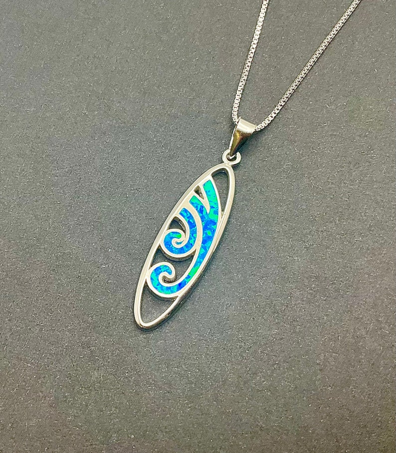 Sterling Silver Tropical Hawaiian Blue Fire Opal Surfboard - Etsy