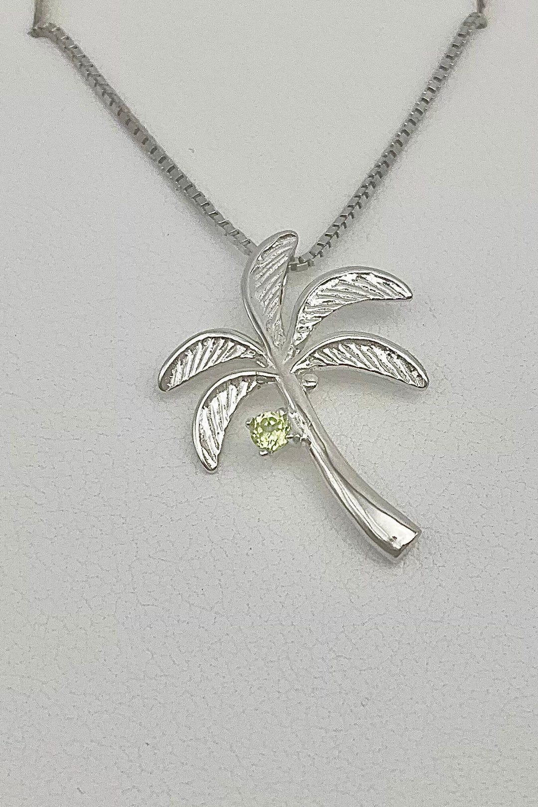 Sterling Silver Hawaiian Peridot Tropical Palm Tree Necklace, Hawaiian ...