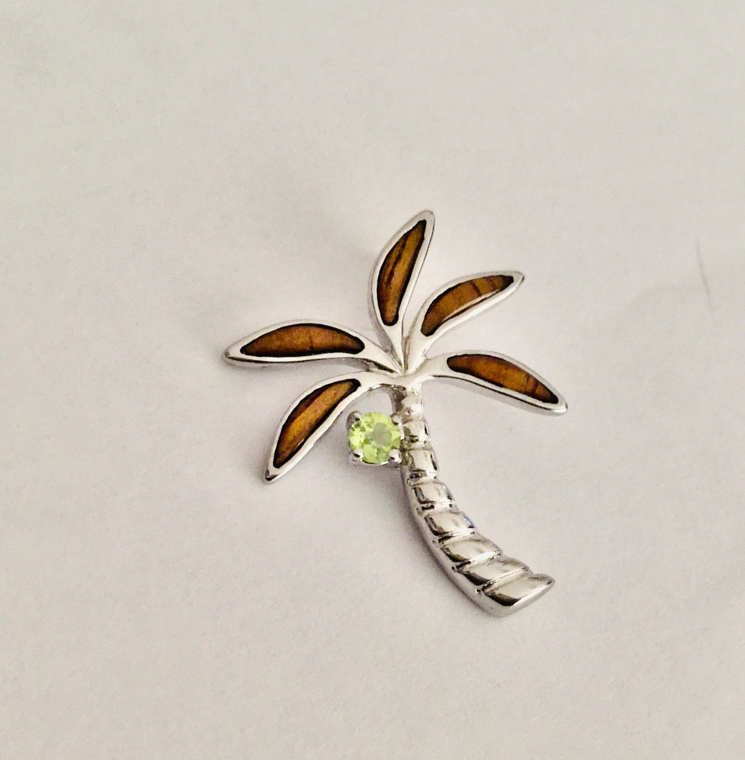 Palm Tree Necklace Wood Jewelry Koa Wood Jewelry Peridot | Etsy