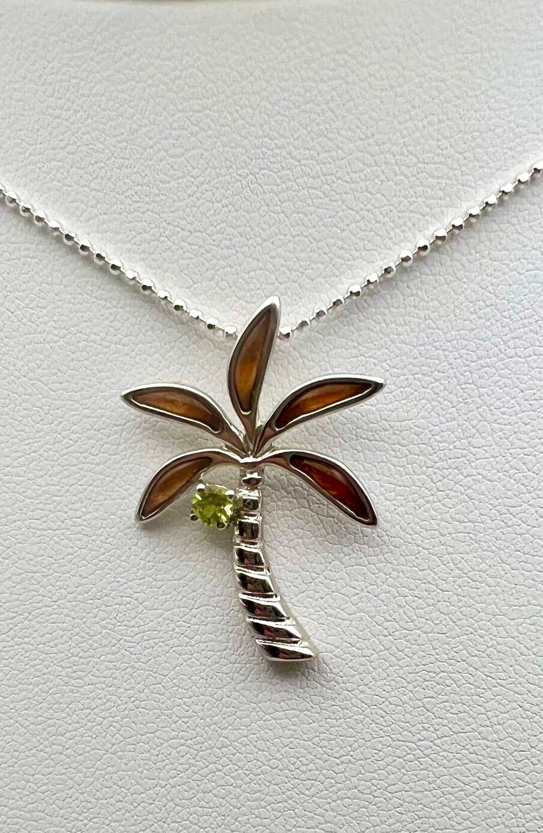 Sterling Silver Hawaiian Koa Wood Peridot Palm Tree, Made in Hawaii ...