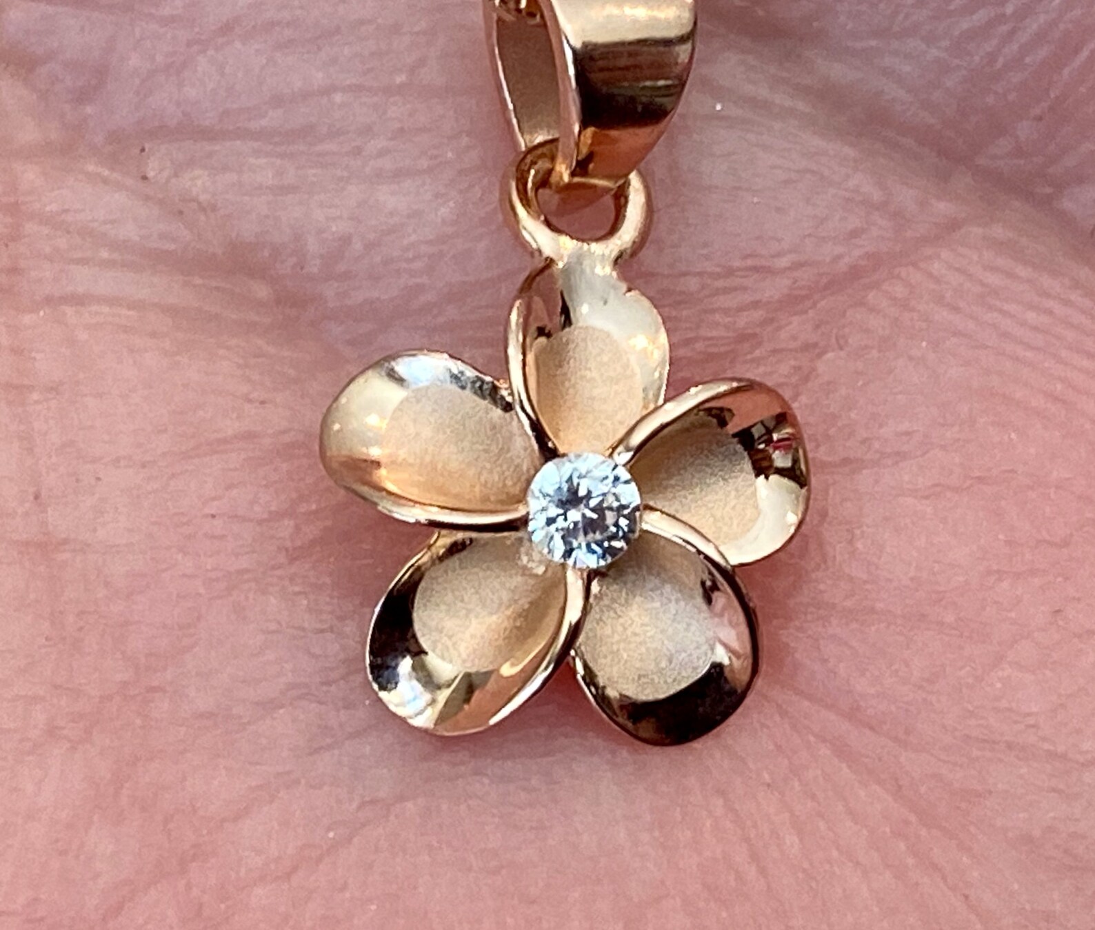 Plumeria Jewelry Flower Jewelry Tiny Sterling Silver W/ Rose | Etsy