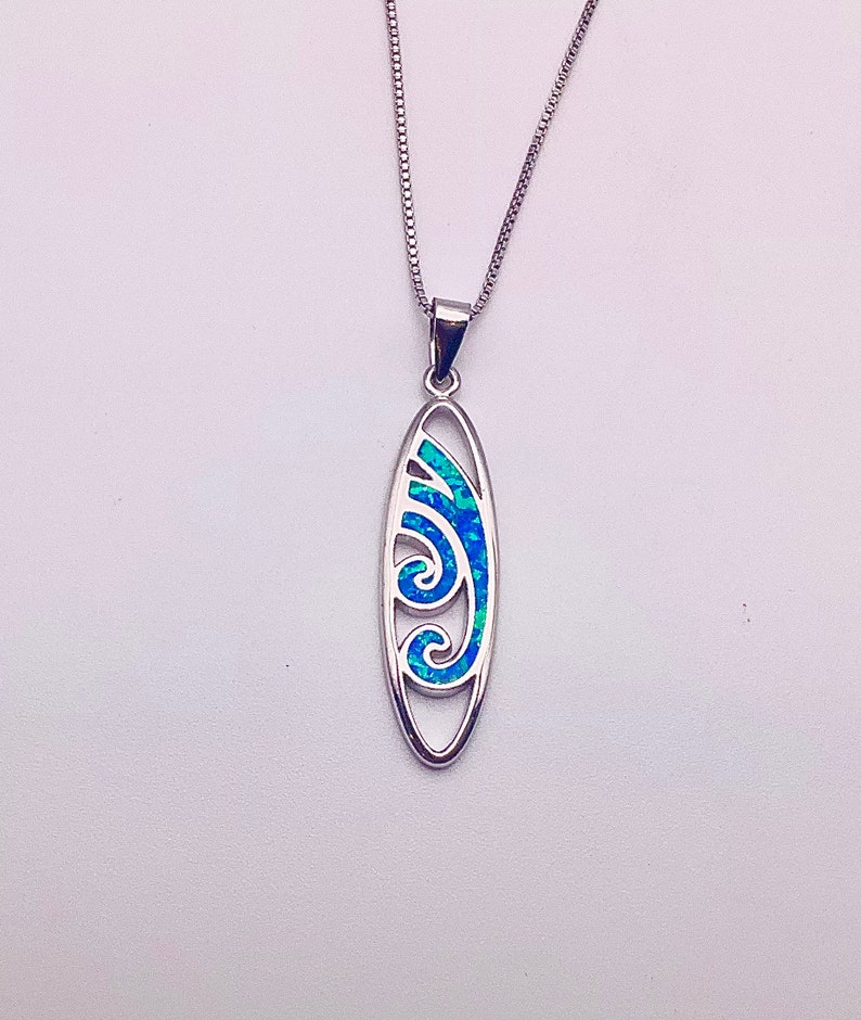 Sterling Silver Tropical Hawaiian Blue Fire Opal Surfboard - Etsy