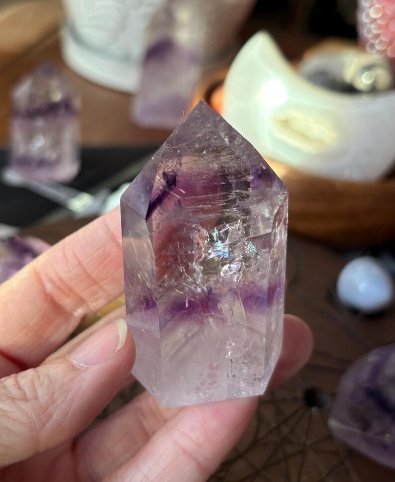 High Grade Phantom Amethyst Crystal Tower W/ Rainbows From Bahia ...
