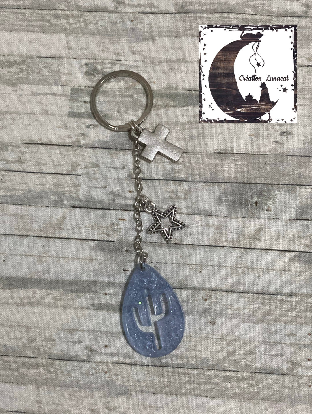 Blue Cactus Key Ring - Etsy