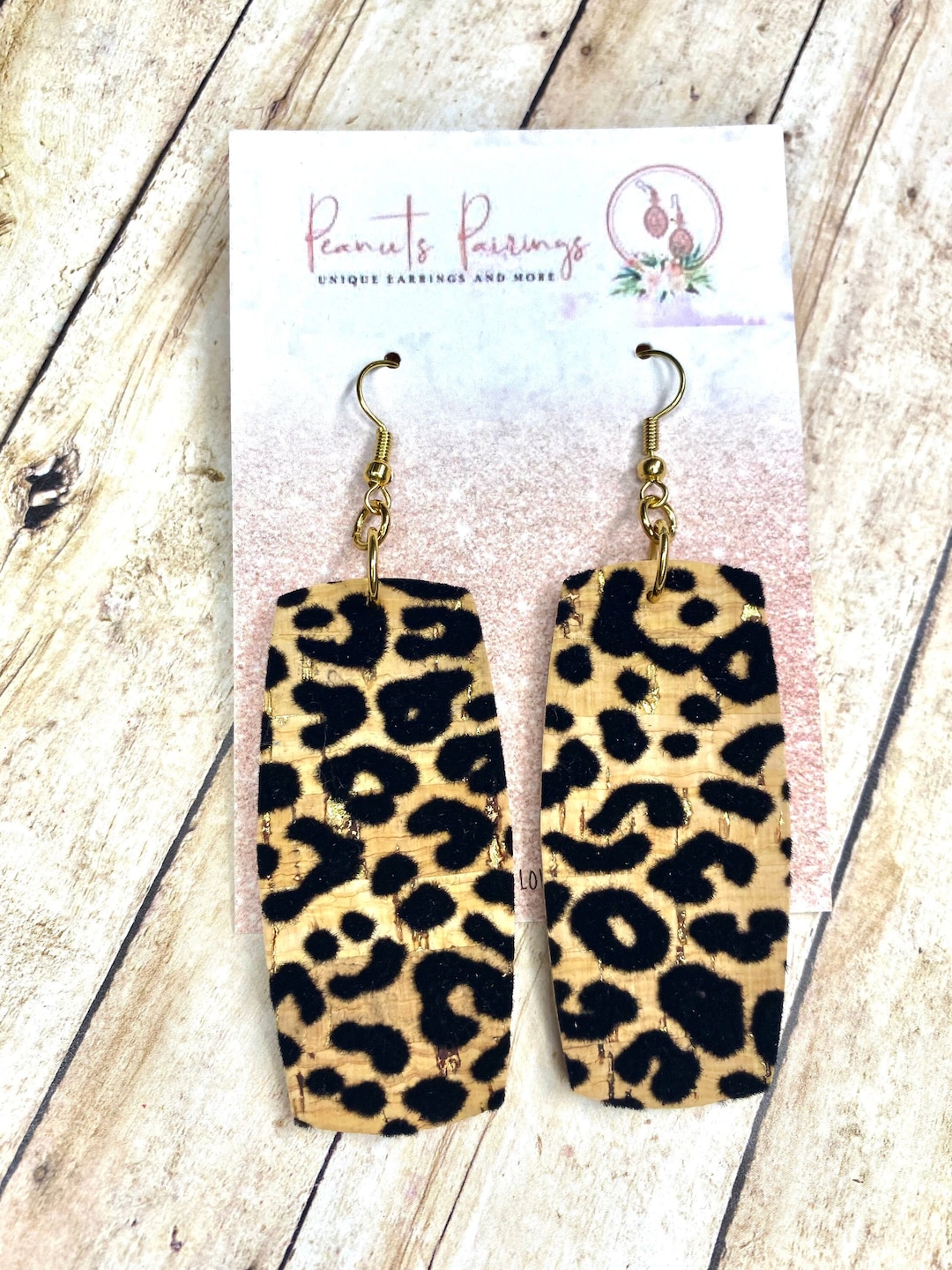 Leopard Gold Earrings, Cheetah Print Earrings, Gold Earrings, Bar ...