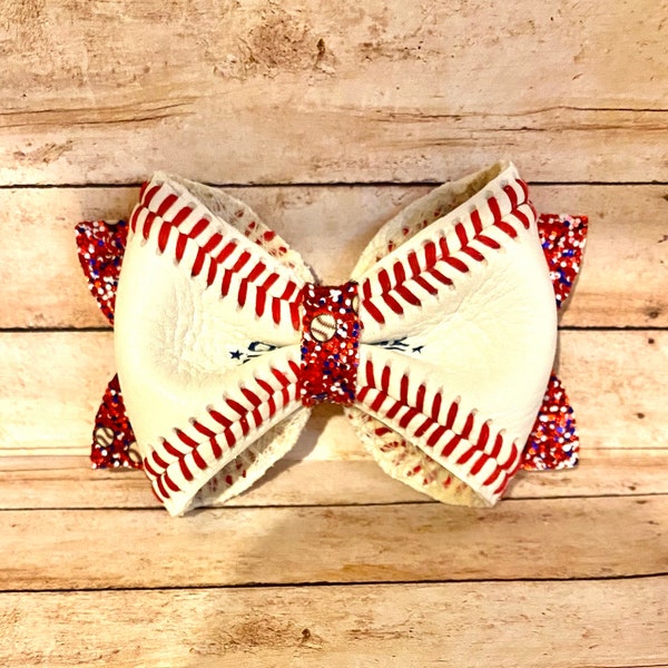 Baseball Hair Bow - Etsy