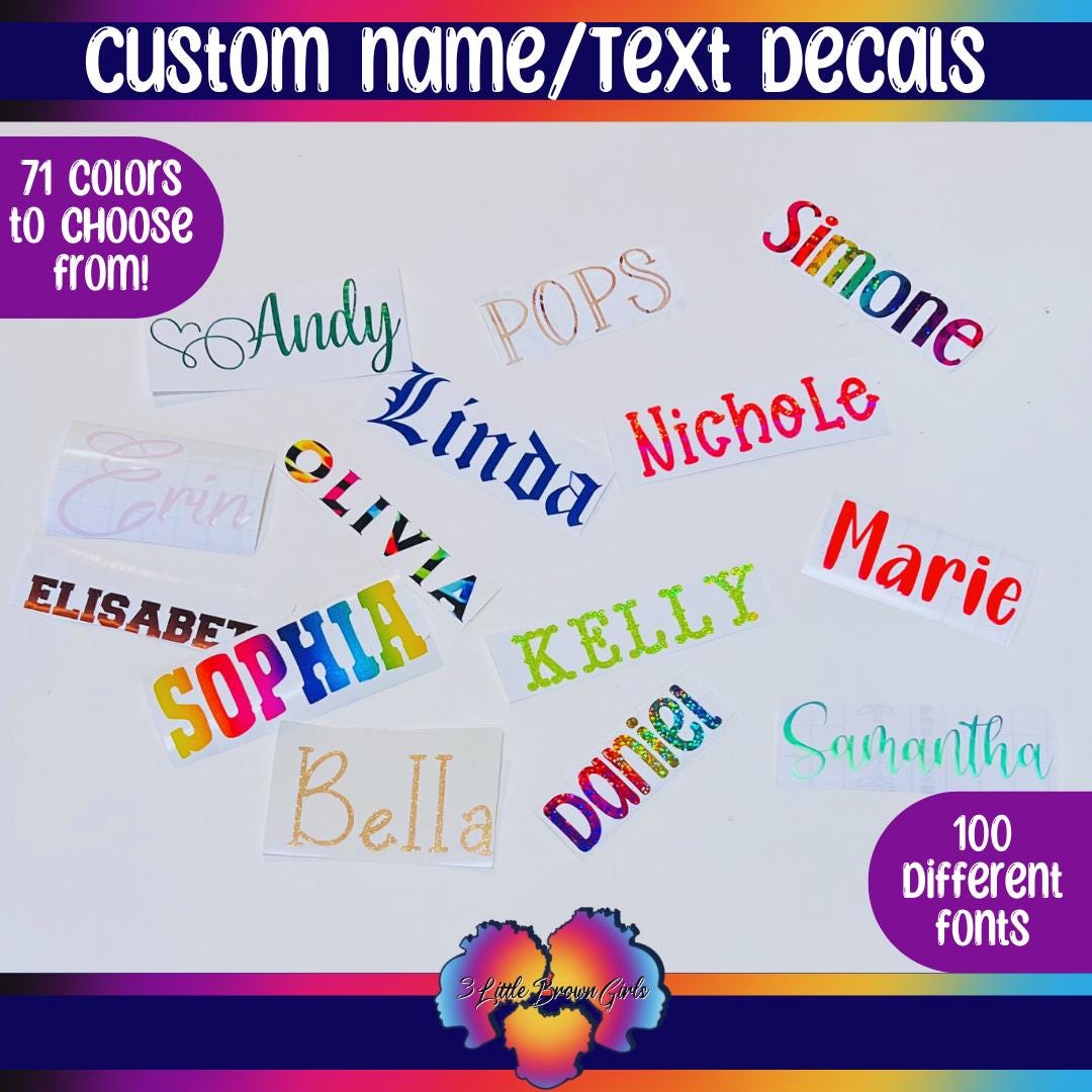 Custom Vinyl Name Decals - Etsy
