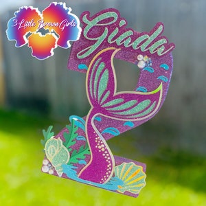 3D Mermaid-themed Birthday Number Mermaid Paper Mache Birthday Number-8 ...