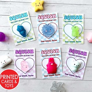 Squishy Valentine's Day Assembled Cards, PRINTED Squishy Valentine Card ...