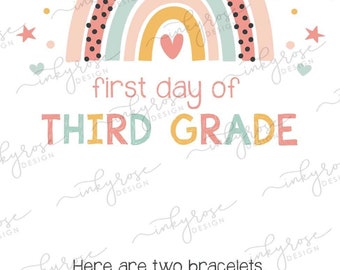 First Day of School Bracelet PRINTABLE Instant Download, Back to School ...