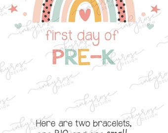 First Day of School Bracelet PRINTABLE Instant Download, Back to School ...
