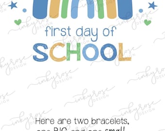 First Day of School Bracelet PRINTABLE Instant Download, Back to School ...