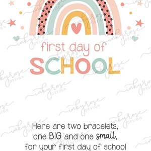 First Day of School Bracelet PRINTABLE Instant Download, Back to School ...