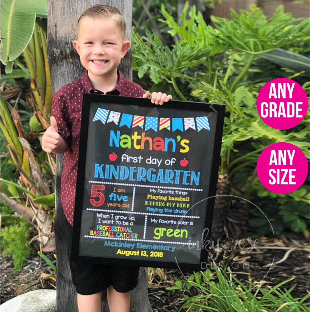 First Day of Kindergarten Sign PRINTABLE, 1st First Day of School Sign ...