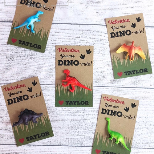 Dinosaur Valentine Cards Kids Valentine Card Classroom - Etsy