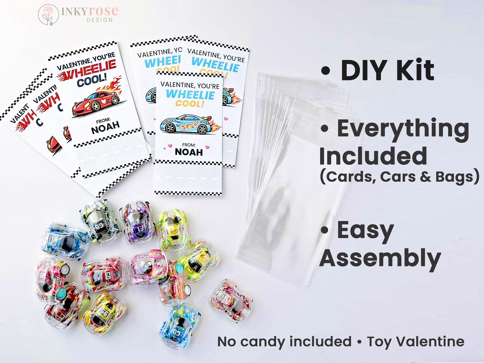 Race Car Valentine Cards With Toy, Boy Valentines, Non Candy Classroom ...