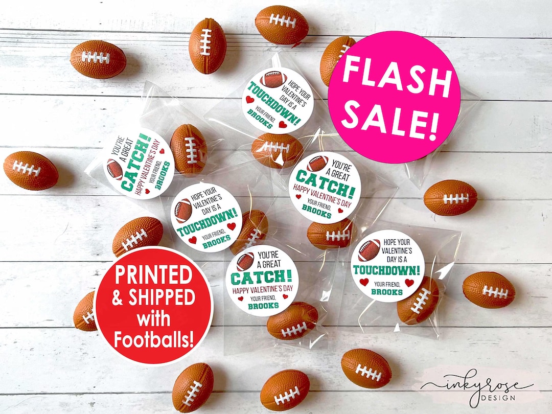 Football Valentine, PRINTED Football Squishy Valentine's Day Favors for ...