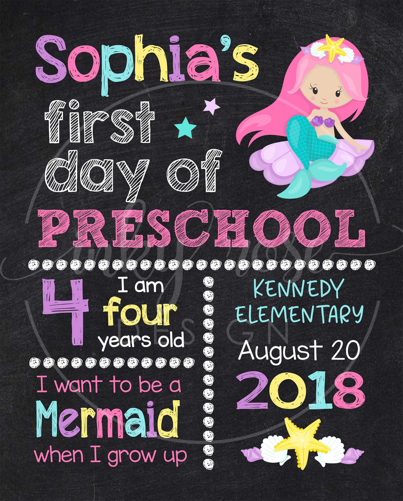 Mermaid First Day of School Sign PRINTABLE 1st First Day of - Etsy