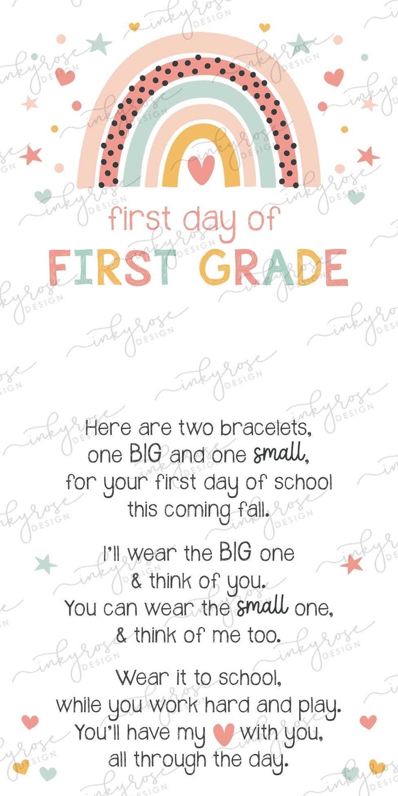 First Day of First Grade Bracelet PRINTABLE Instant Download, Back to ...