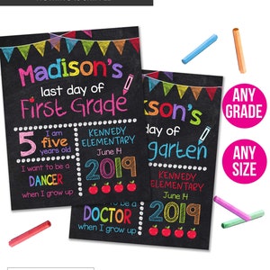 Last Day of School Sign Chalkboard PRINTABLE, Last Day of First Grade ...