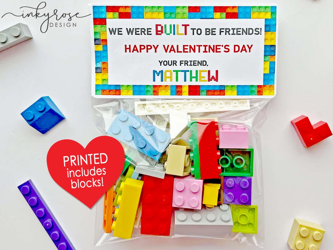 Boy Valentine, Building Blocks Valentine Cards Favors, We Were Built to ...