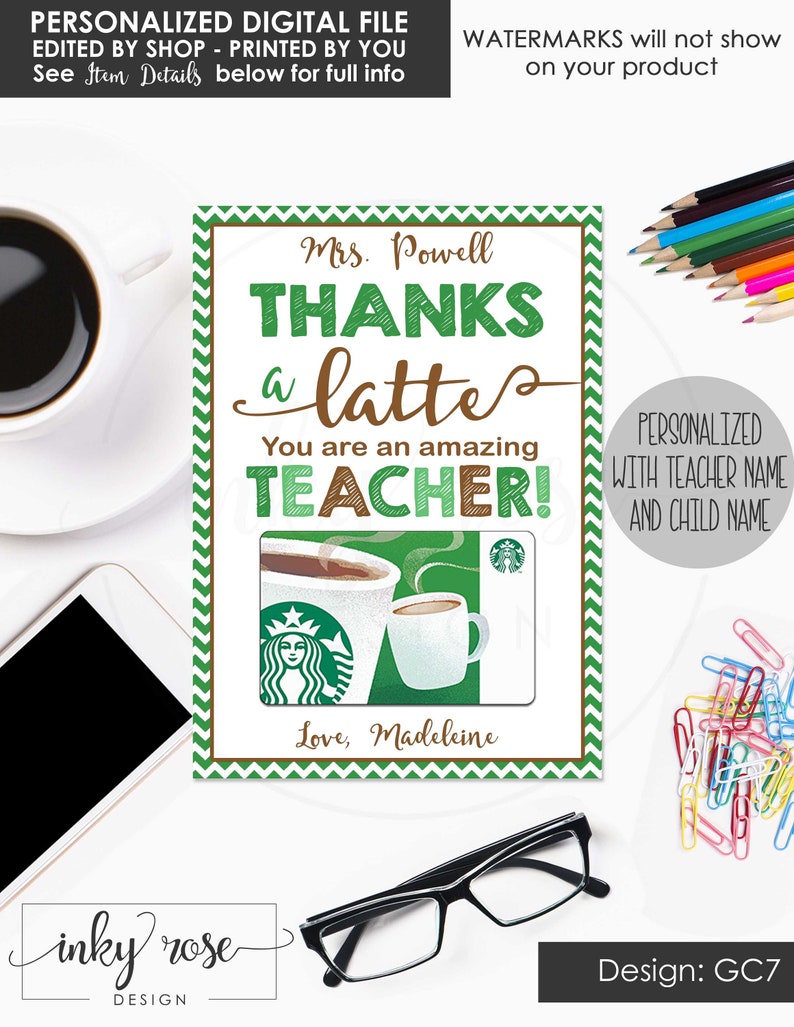 Starbucks Gift Card Holder Teacher Appreciation Week Gift - Etsy