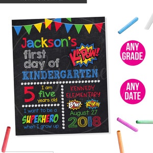 Superhero First Day of School Sign PRINTABLE 1st First Day of ...