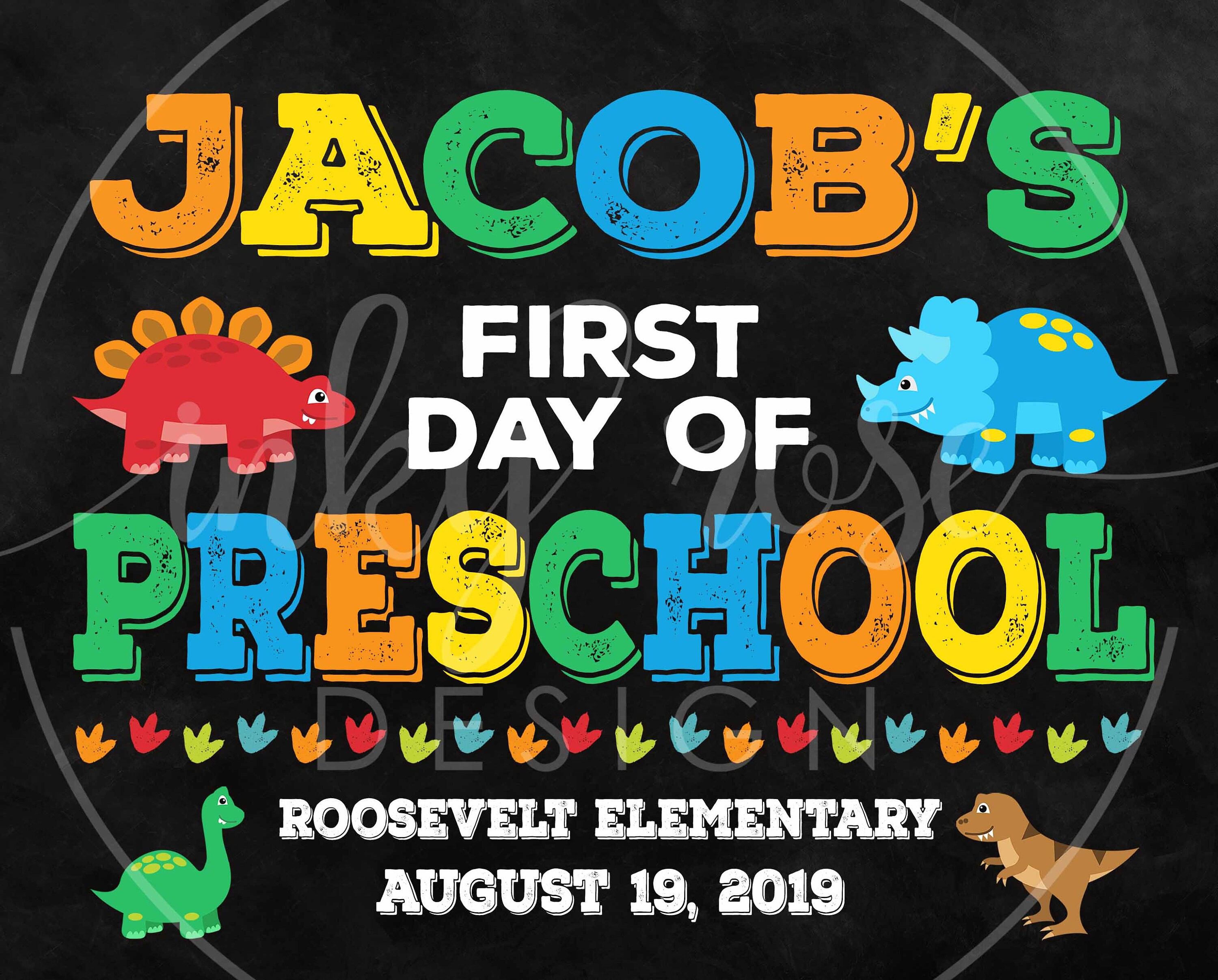 Dinosaur First Day of Preschool Chalkboard Sign PRINTABLE 1st | Etsy