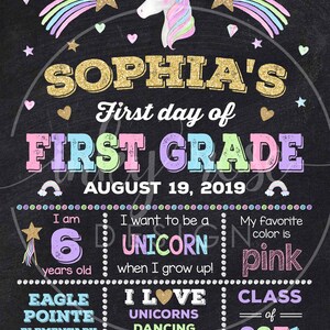 Unicorn First Day of School Sign PRINTABLE, Back to School Sign, 1st ...