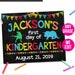 Dinosaur First Day of Kindergarten Chalkboard Sign PRINTABLE, 1st Day ...