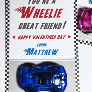 Wheelie Valentines Day Cards, PRINTED Race Car Valentine's Day Cards ...