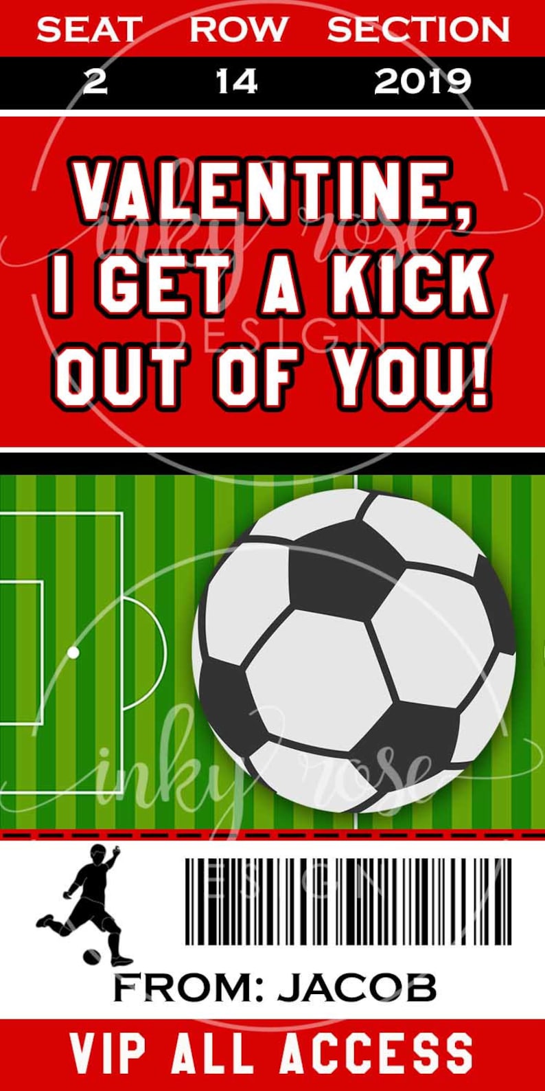 Soccer Valentine Cards Personalized Kids Valentine's Day - Etsy